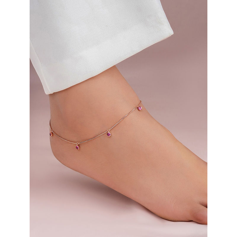 Buy Zavya Classic Rose Gold Plated 925 Sterling Silver Anklet Online