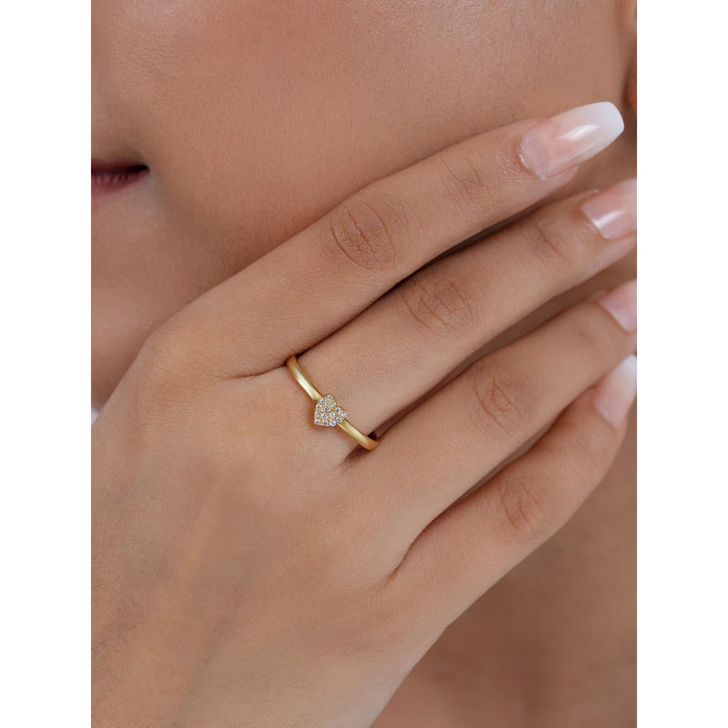 Buy Zavya Mini Heart Gold Plated 925 Sterling Silver Ring Online