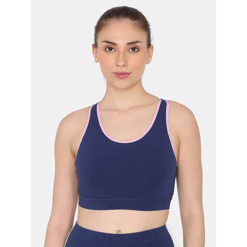 Buy Zivame Zelocity All Day Yoga Medium Impact Bra - Navy Peony Online