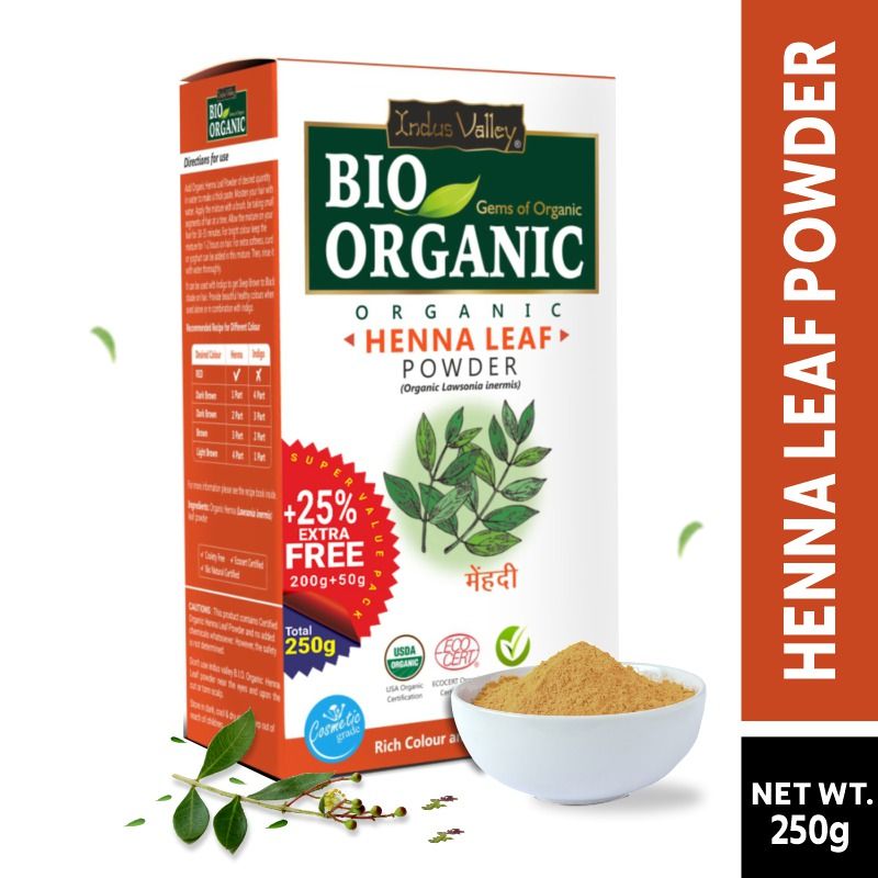 Buy Indus Valley Bio Organic Henna Leaf Hair Color Powder Rich Colour ...