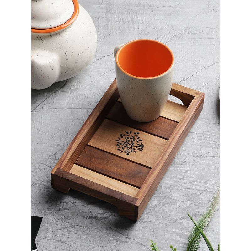 Buy VarEesha Tree of Life Sheesham & Beech Wood Small Serving Tray Online