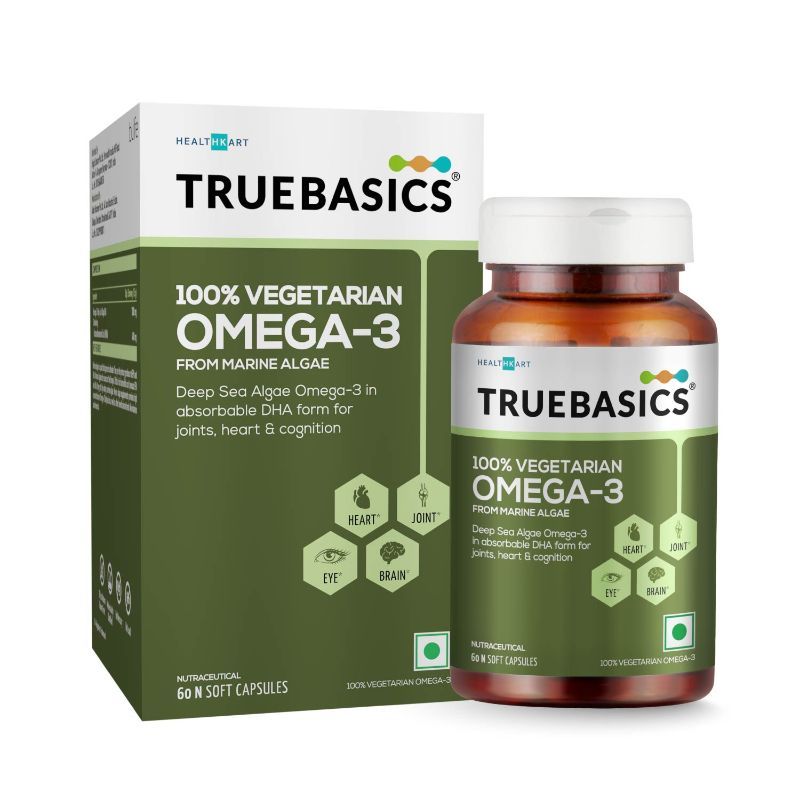 Buy TrueBasics 100% Vegetarian Omega 3 Capsules With Deep Sea Algae Oil ...