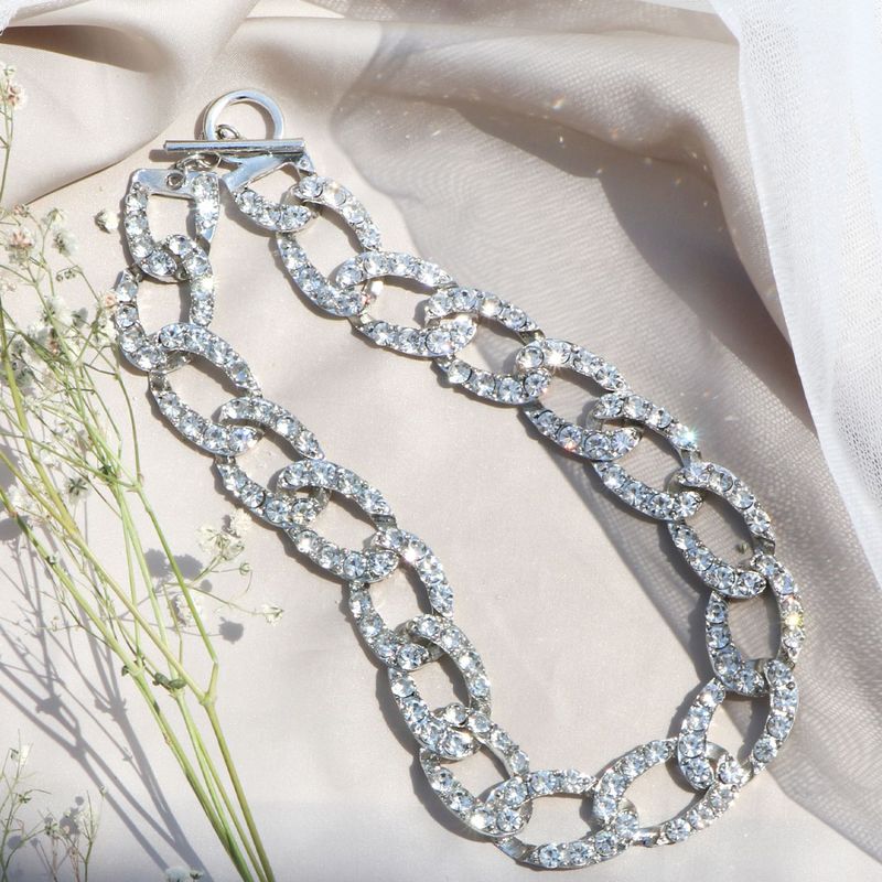 Buy Joker & Witch Michele Silver Rhinestone Studded Link Chain Choker ...