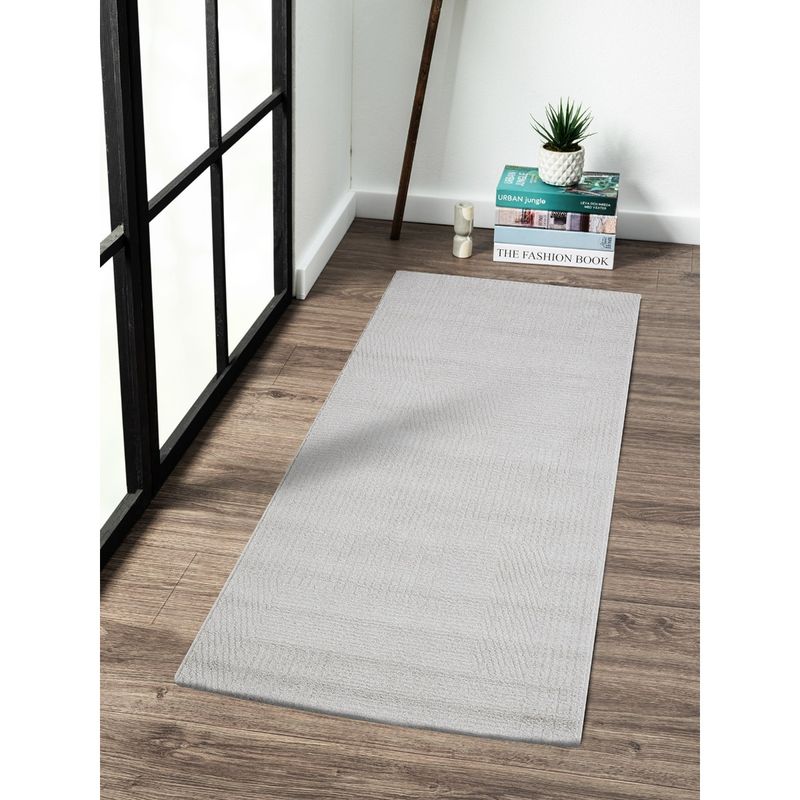 Buy OBSESSIONS Solid Polyester Light Grey Runner Online