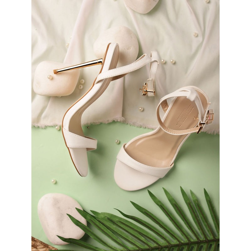 Buy Truffle Collection White Solid Heels Online