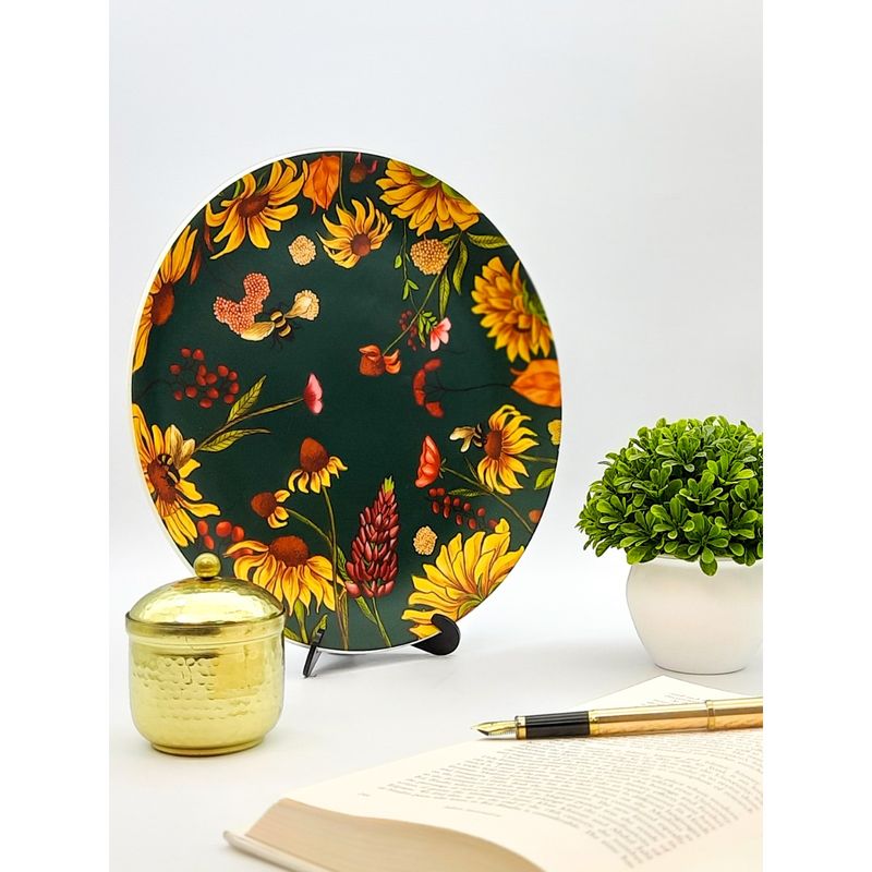 Buy KOLOROBIA Floral Bliss Green Decorative Wall Plate 10 Inch Online