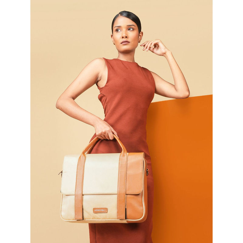 Buy Assembly Laptop Messenger Bag with USB Charging Port- Beige (L) Online