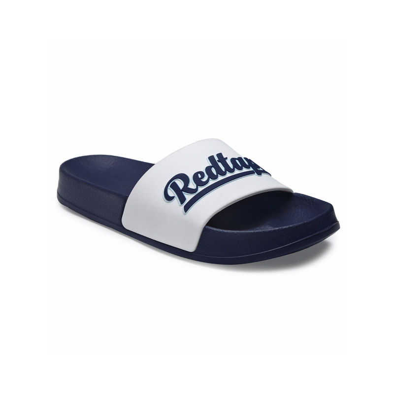 Buy Red Tape Solid White And Navy Blue Sliders Online