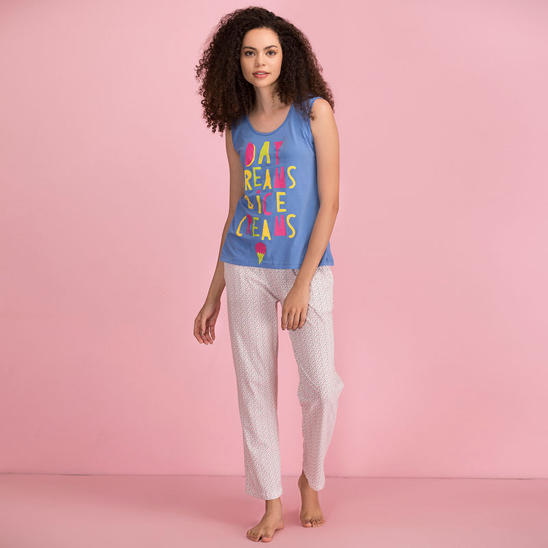 Clovia Cotton Printed Top & Pyjama Set - Multi-Color: Buy Clovia Cotton ...