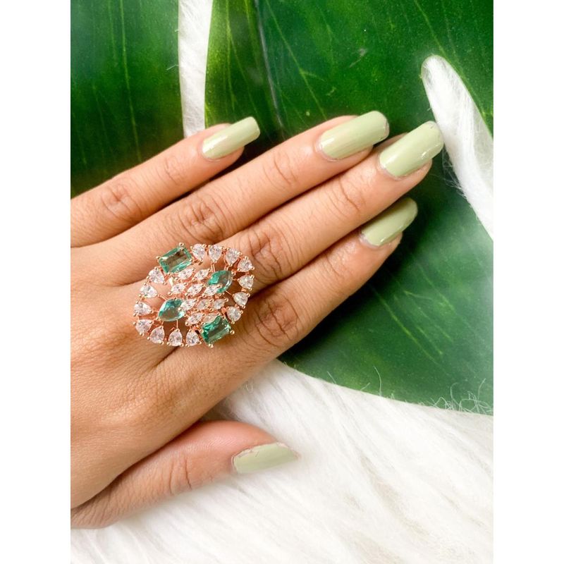 Buy I Jewels Rose Dazzling Cubic Zirconia Party Bling Statement ...