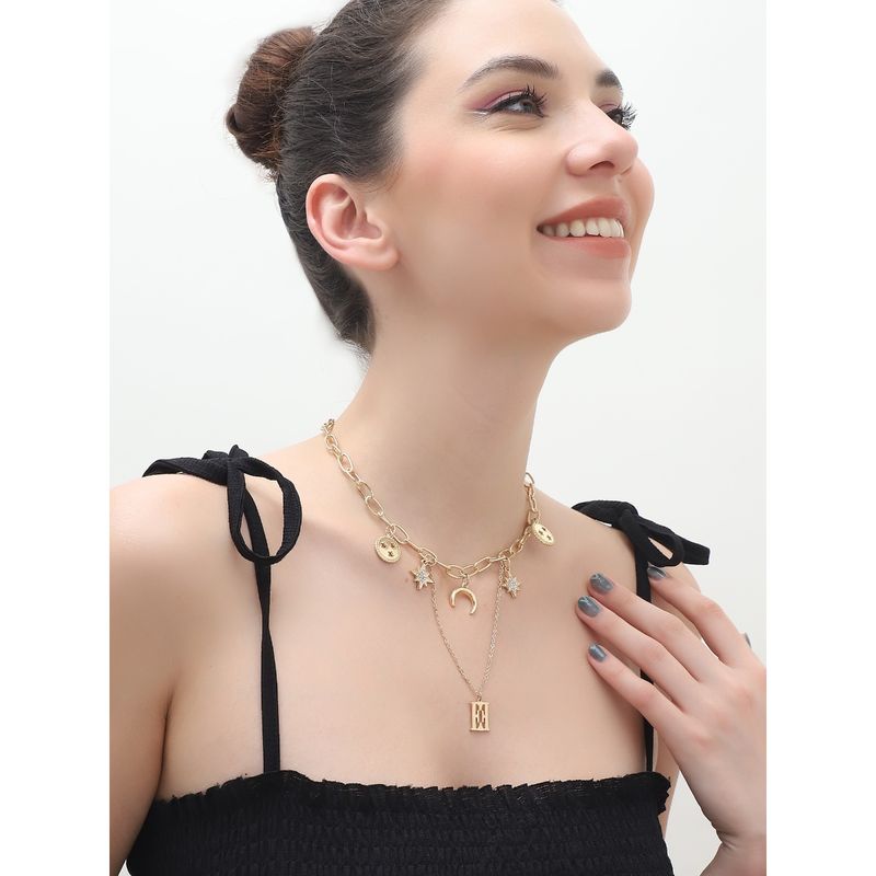 Buy ELLE Multi Charm Short Delicate Necklace Online
