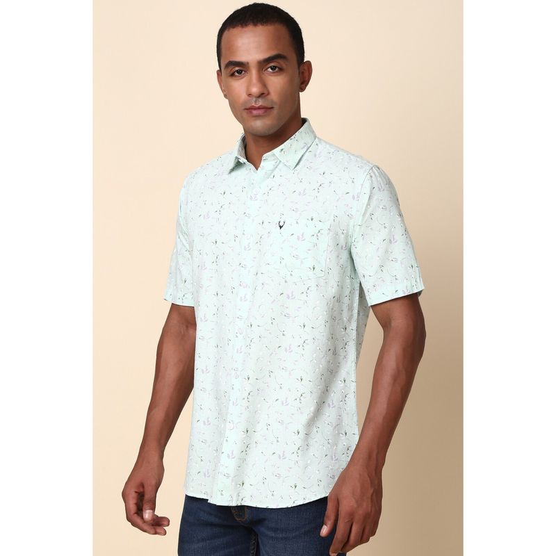 Buy Allen Solly Men Green Slim Fit Print Half Sleeves Casual Shirt Online