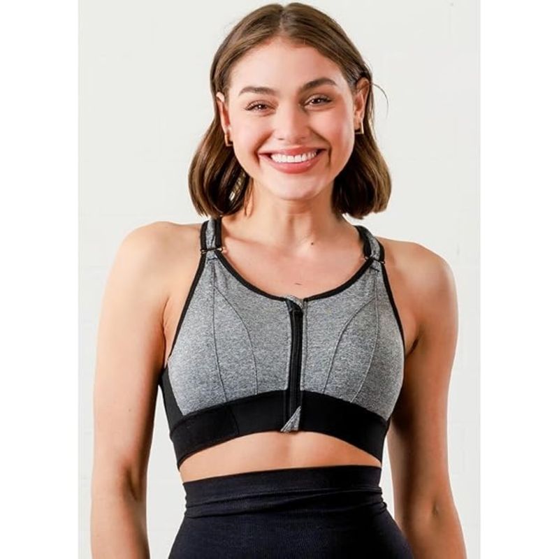 Buy BRACHY Womens High-Impact Velcro Sports Bra Grey Online