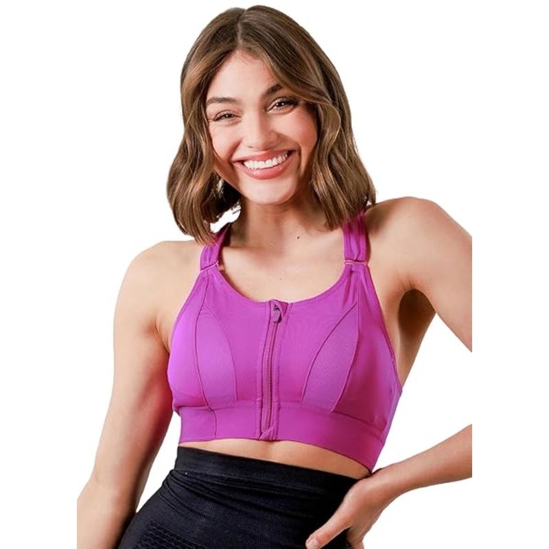 Buy BRACHY Womens High-Impact Velcro Sports Bra Magenta Online