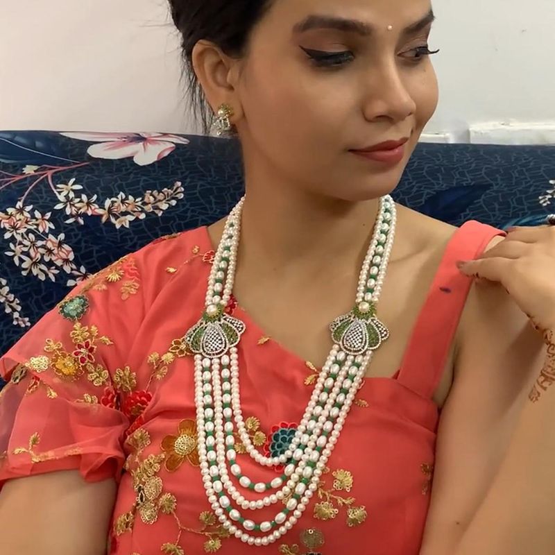 Buy Sri Jagdamba Pearls Baldar 5 Line Pearl Necklace Set Online
