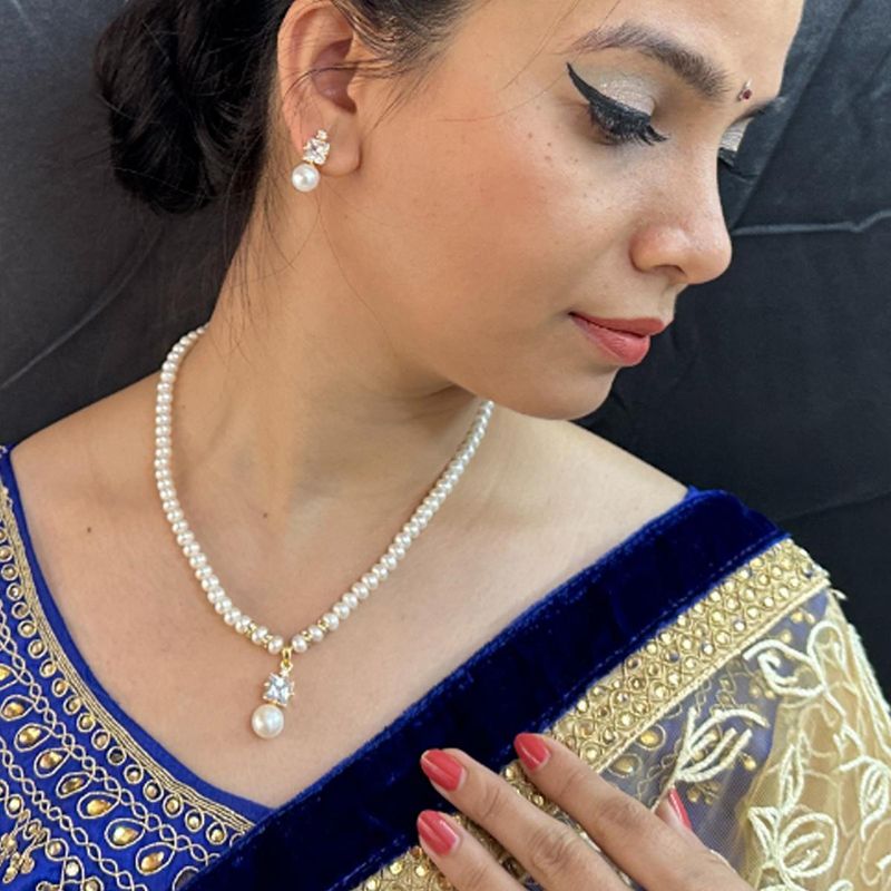 Buy Sri Jagdamba Pearls Amazing Drop Pearl Necklace Set Online