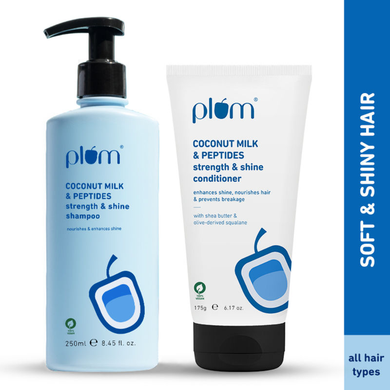 Buy Plum Coconut Milk & Peptides Shampoo & Conditioner Combo For Strong ...