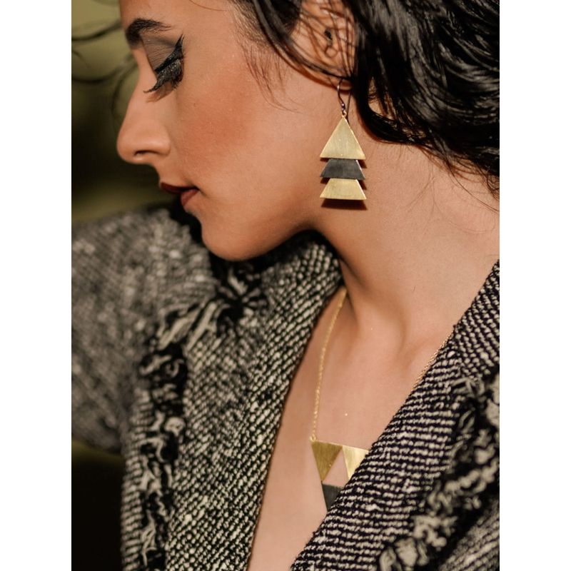 Buy Divas Mantra 92.5 Sterling Silver Black Gold Earrings Online