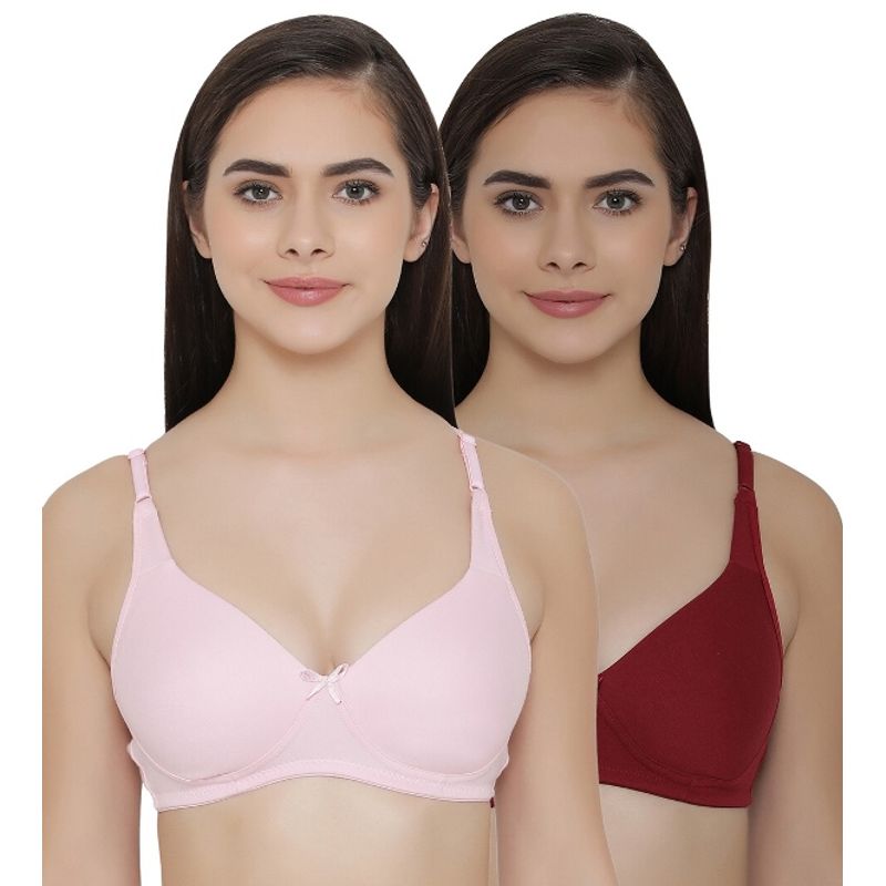 Buy Clovia Pack of 2 Full Coverage Non Padded Wirefree Full Cup Bra's - Multi-Color Online