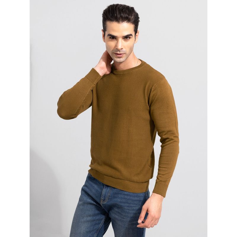 Buy Snitch Snug Brown Textured Sweater Online