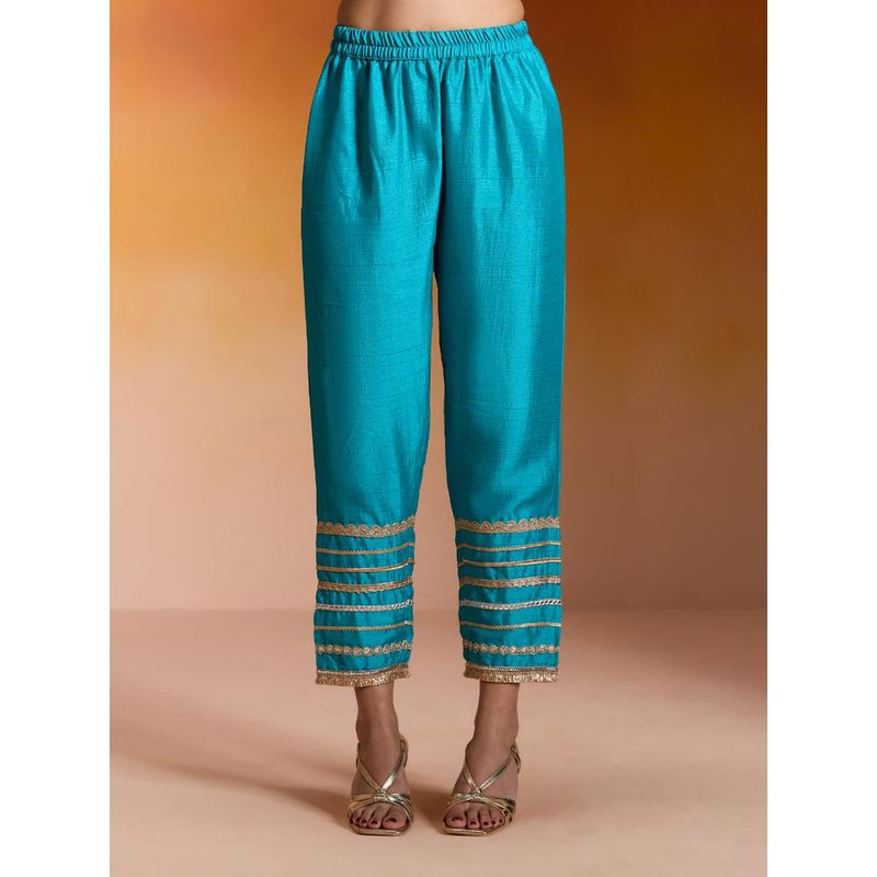 Buy Gajra Gang Taash Panache Teal Nysaa Lace Embellished Pant Online