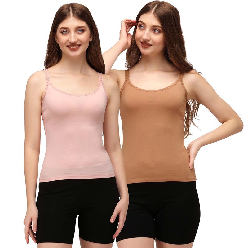 SOIE Women's Cotton Spandex Camisole -pack Of 2-multi-color: Buy SOIE ...