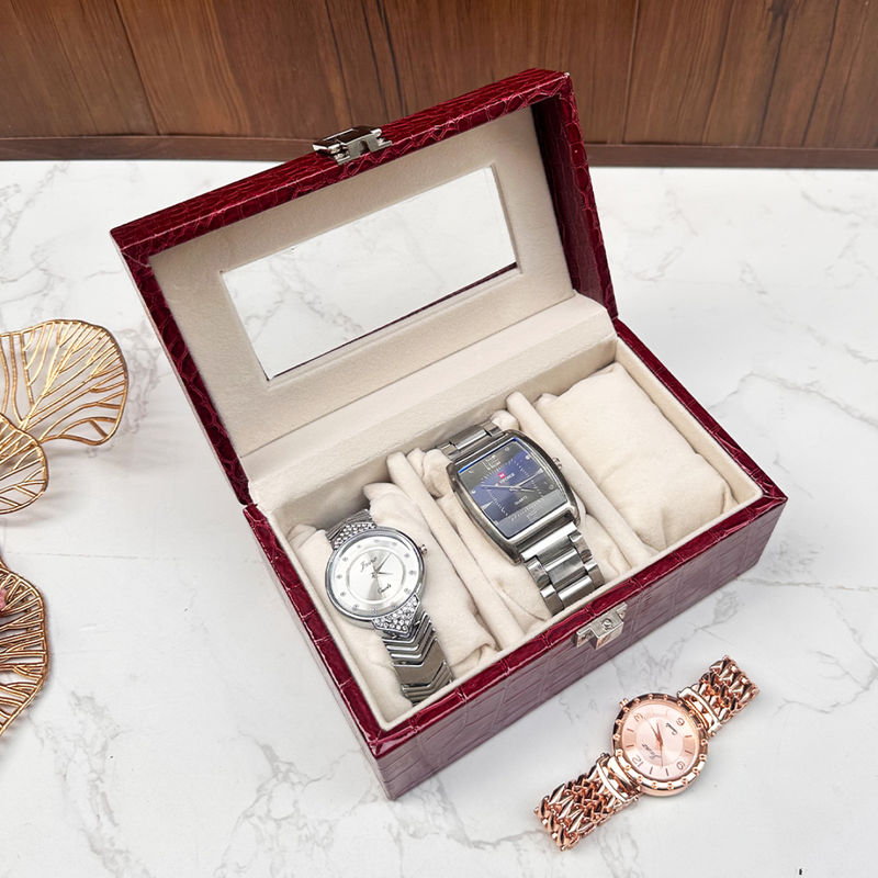 Buy La Trove 3 Slot Watch Display Box With Glass Top Online