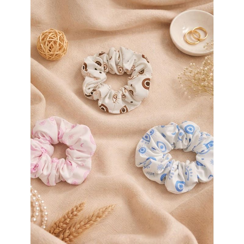 Buy Accessher Eye Print Fabric Scrunchies Stretchy Strong Hold Hair ...