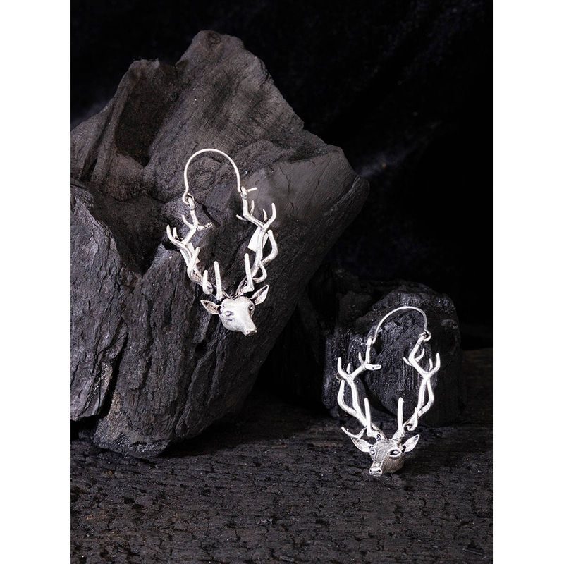 Buy Studio One Love Majestic Stag Earrings Made of Brass in Silver ...