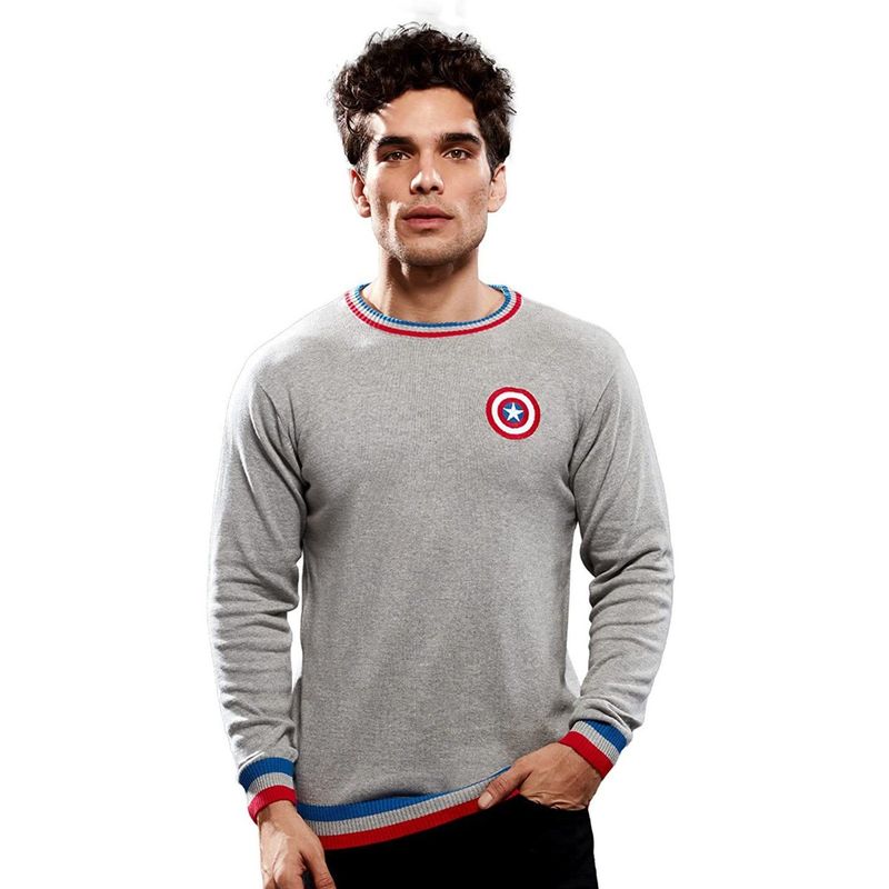 Buy The Souled Store Men Official Captain America Logo Grey Knitted ...