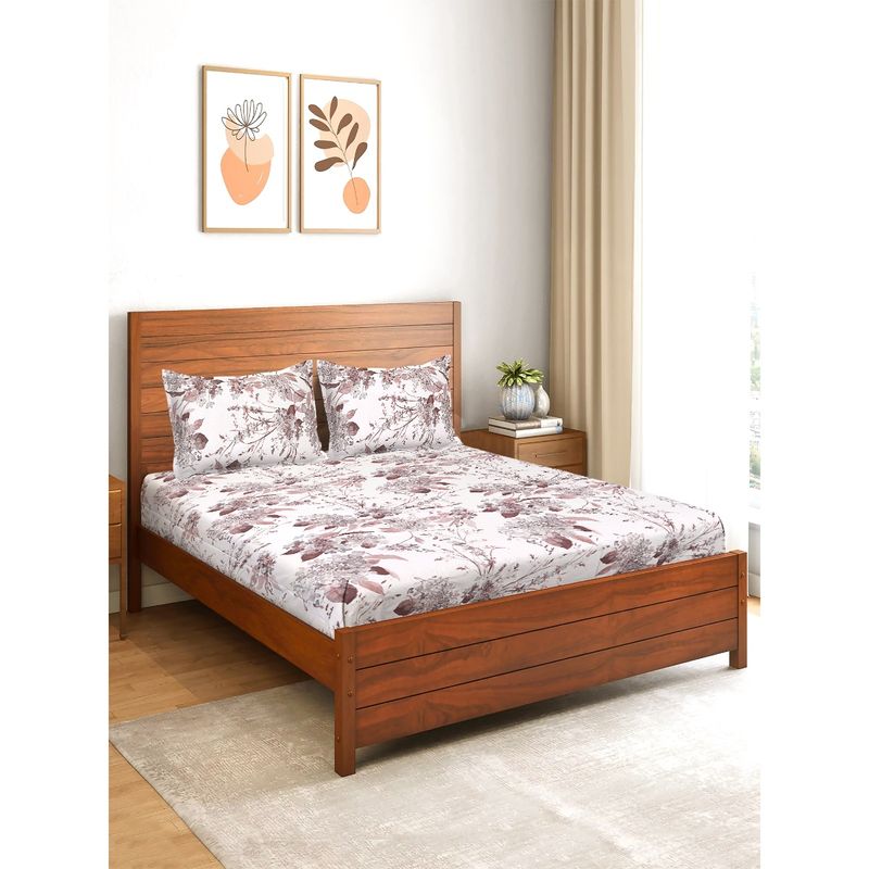 Buy Saral Home Ava Soft Soft Bed Sheet with 2 Pillow Cover Brown (Queen ...