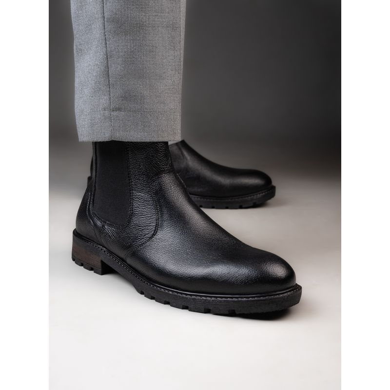 Buy Alberto Torrisi Mens Black Mild Leather Ankle Length Casual Boots ...