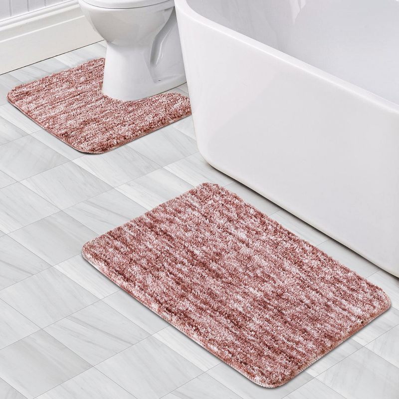 Buy OBSESSIONS Anti-skid Polyester Bath Mat and Contour Mat, 2Pcs Set ...