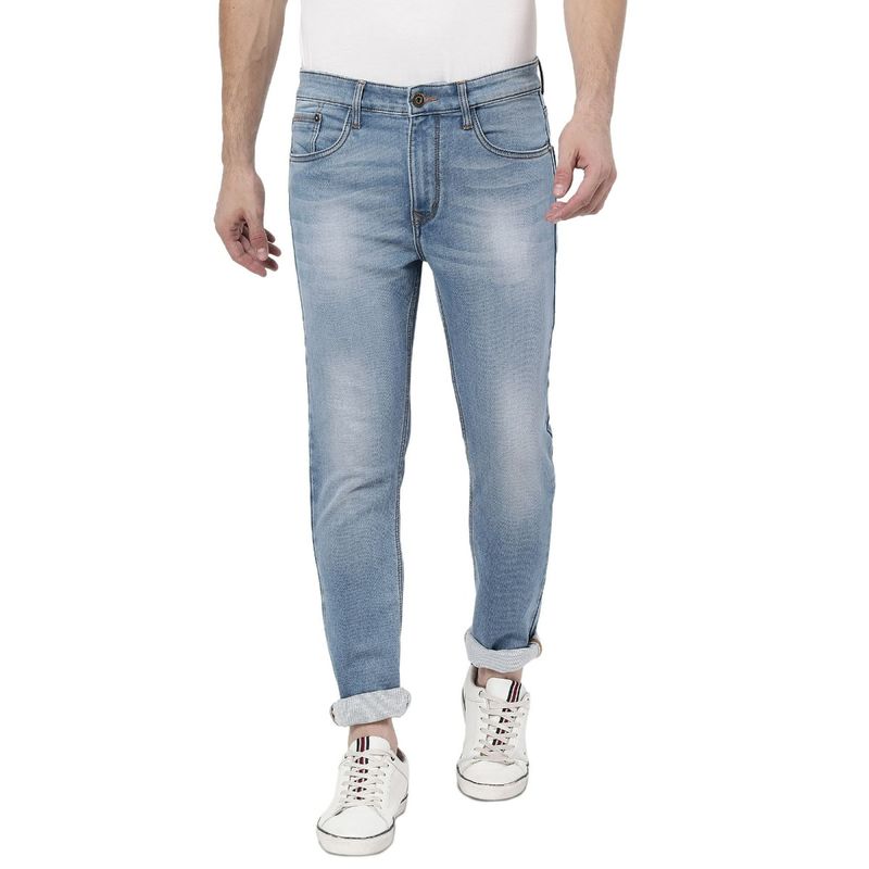 Buy AD By Arvind Solid Blue Mid-rise Men Jeans Online