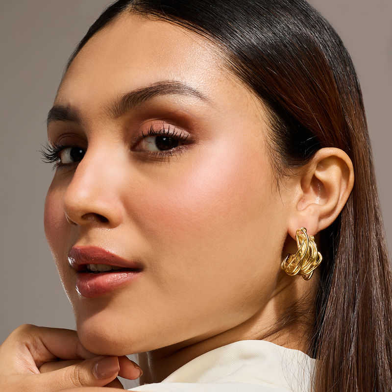 Buy Pipa Bella by Nykaa Fashion Gold Abstract Hoop Earrings Online