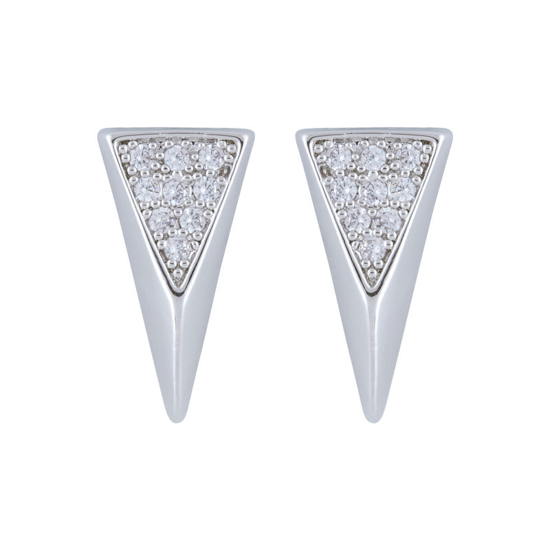 Buy E2O Triangular Silver Plated Diamond Stud Earring Online