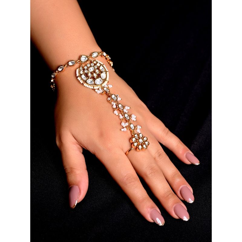 AG'S White Gold Plated Kundan Hathphool: Buy AG'S White Gold Plated ...