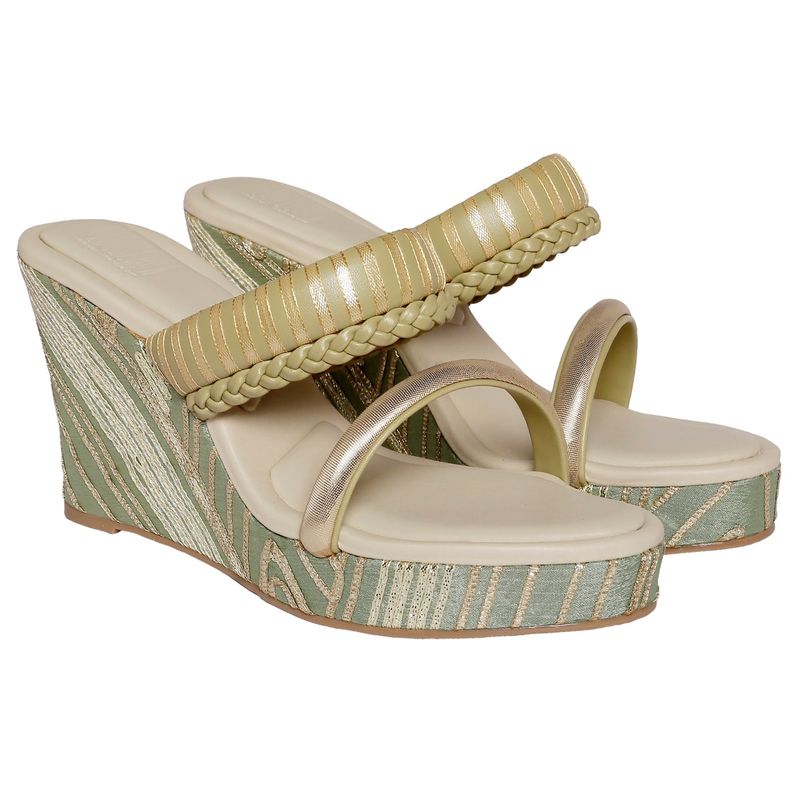 Buy Veruschka By Payal Kothari Gota Work Green Barfi Wedges Online