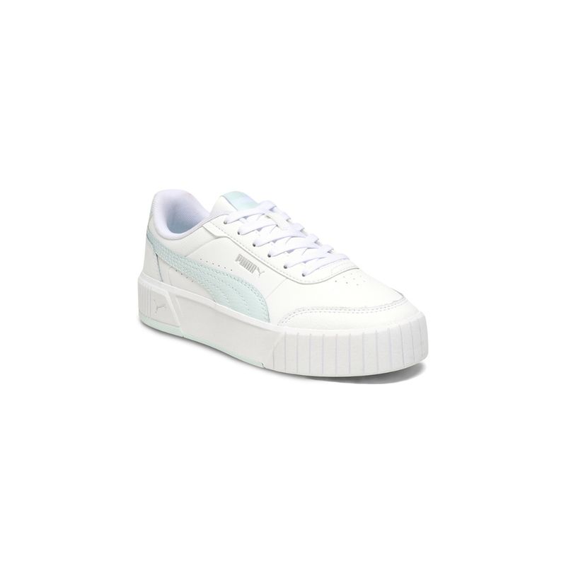 Buy Puma White and Blue Carina Mia Womens Court Style Sneakers Online