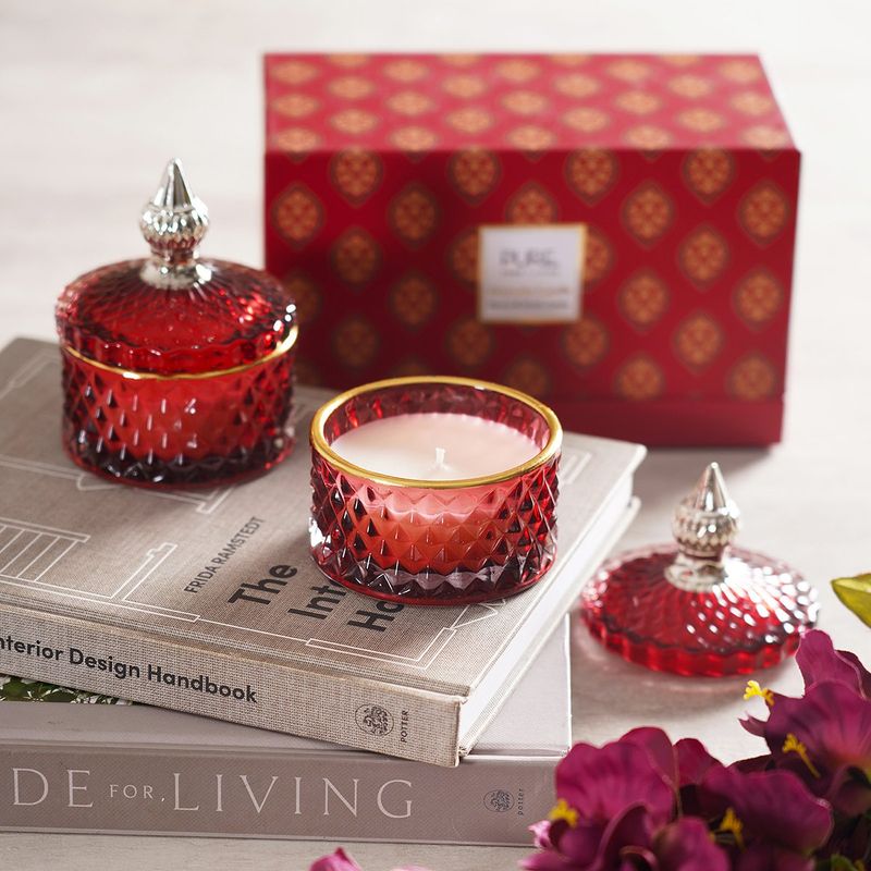 Buy Pure Home + Living Ruby Red Wax Filled Jar (Set-2) (Set of 2) Online