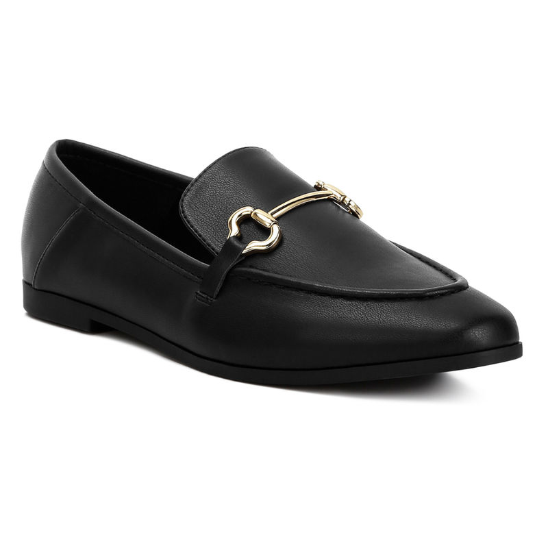 Buy London Rag Black Horsebit Embellished Loafers Online