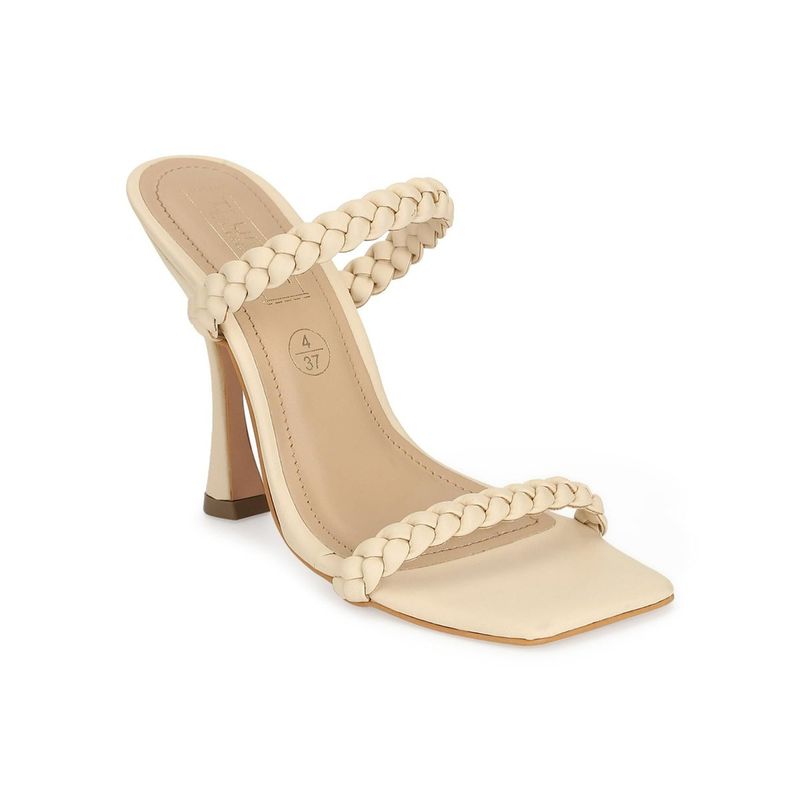 Buy Truffle Collection Nude PU Stiletto Heel Braided Mules Online