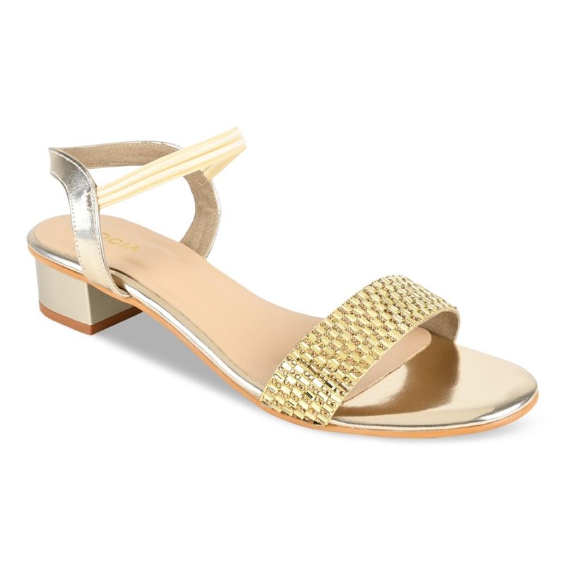 Buy ROCIA Regal By Gold Women Solid Diamond Embellished Block Heel ...