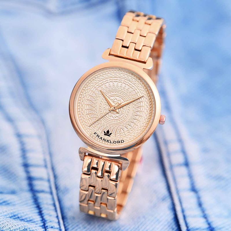 Buy Franklord Maxima Luxuries Series Analog Quartz Rose Gold Dail Watch ...