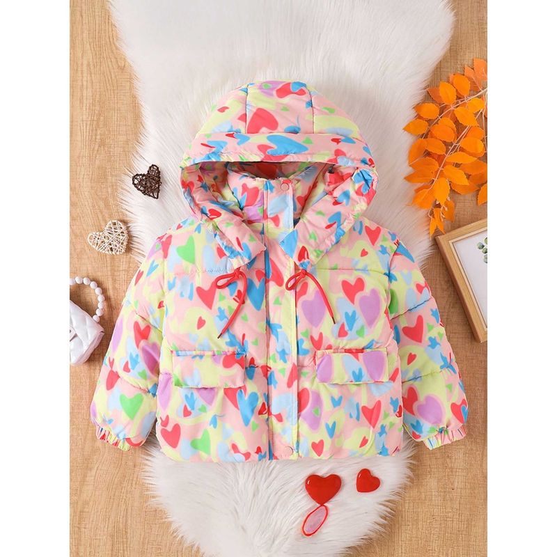 Buy Hopscotch Girls Multi Coloured Heart Print Full-Sleeve Jacket Online