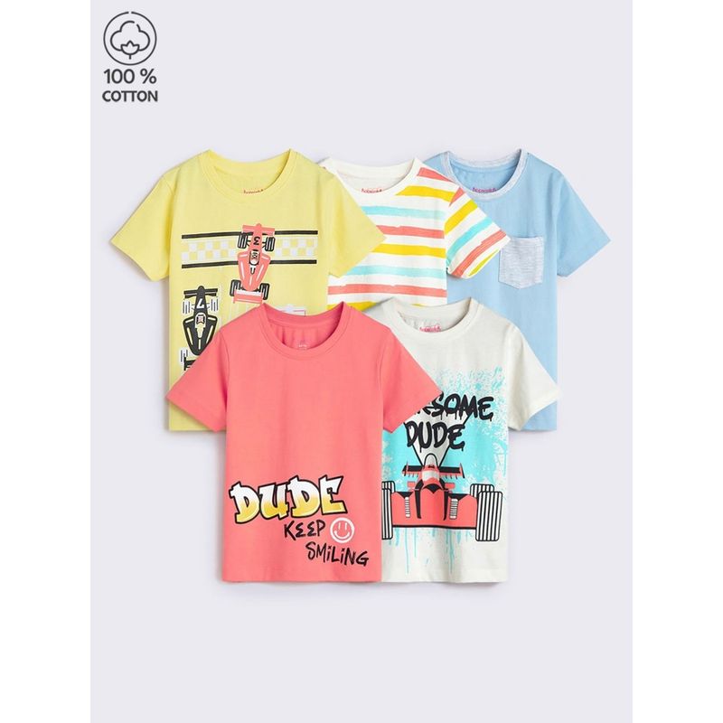 Buy Hopscotch 5 Pack Bio-Finished Cotton Printed T-Shirts Online