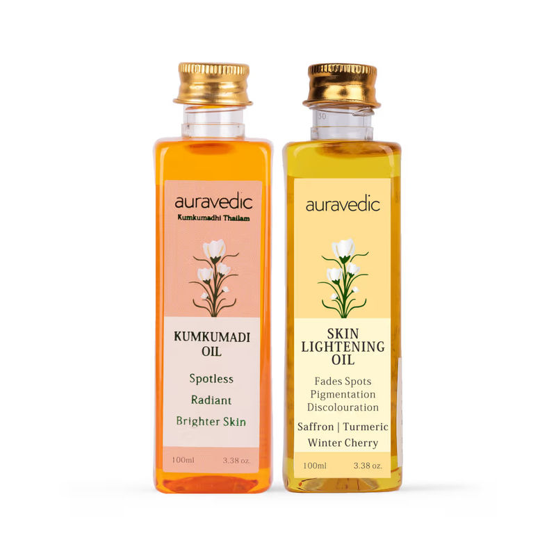 Buy Auravedic Kumkumadi Tailam Kumkumadi face oil for glowing skin Skin Lightening oil Pack of 2 ...