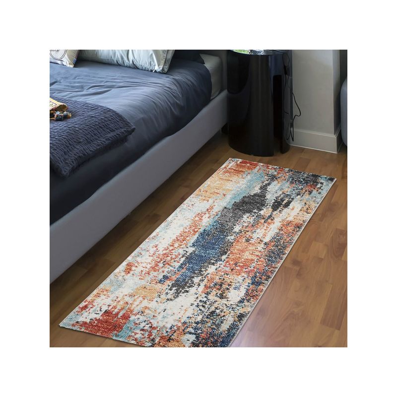 OBSESSIONS Polypropylene Anti-Static Abstract Bedside Runner, Multi ...