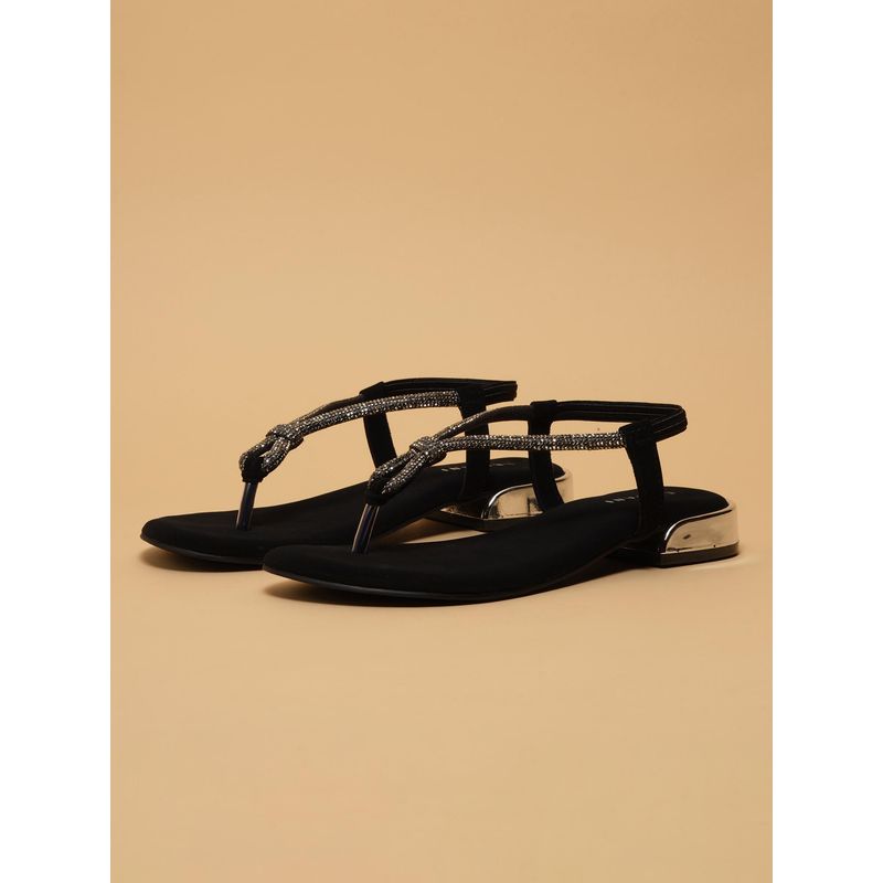 Buy Eridani Athira Black Embellished Straps Sandal Heels Online