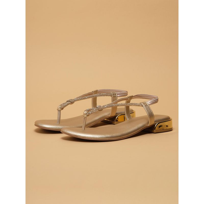 Buy Eridani Athira Gold Embellished Straps Sandal Heels Online